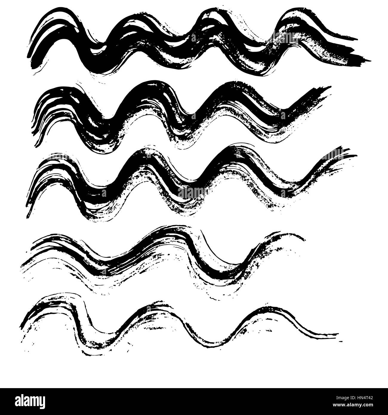 Ink vector brush strokes background. Vector illustration. Grunge wave ...