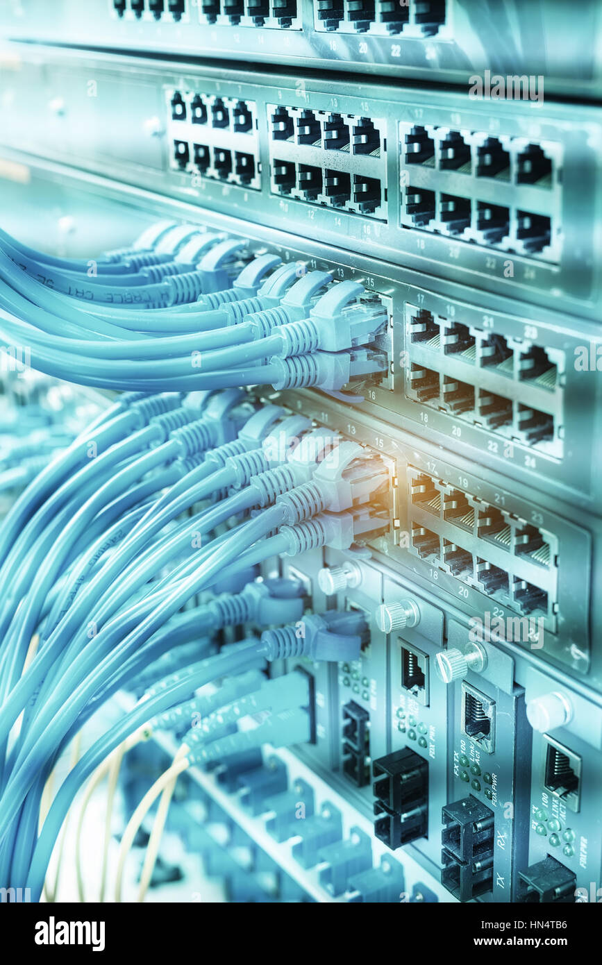 ethernet cable on network switches background Stock Photo - Alamy