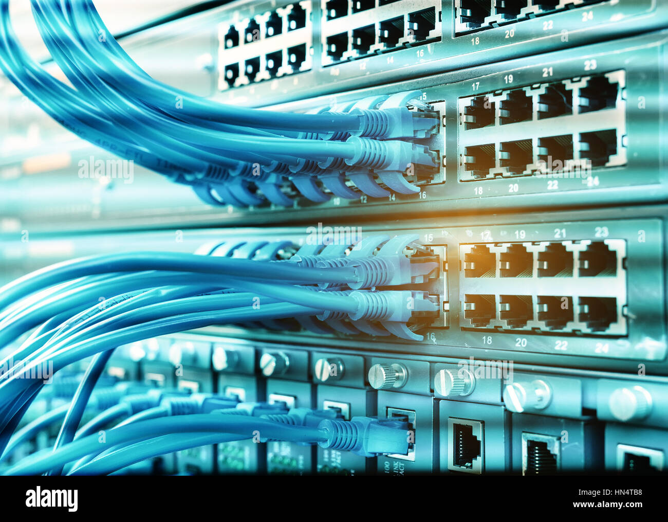 ethernet cable on network switches background Stock Photo - Alamy