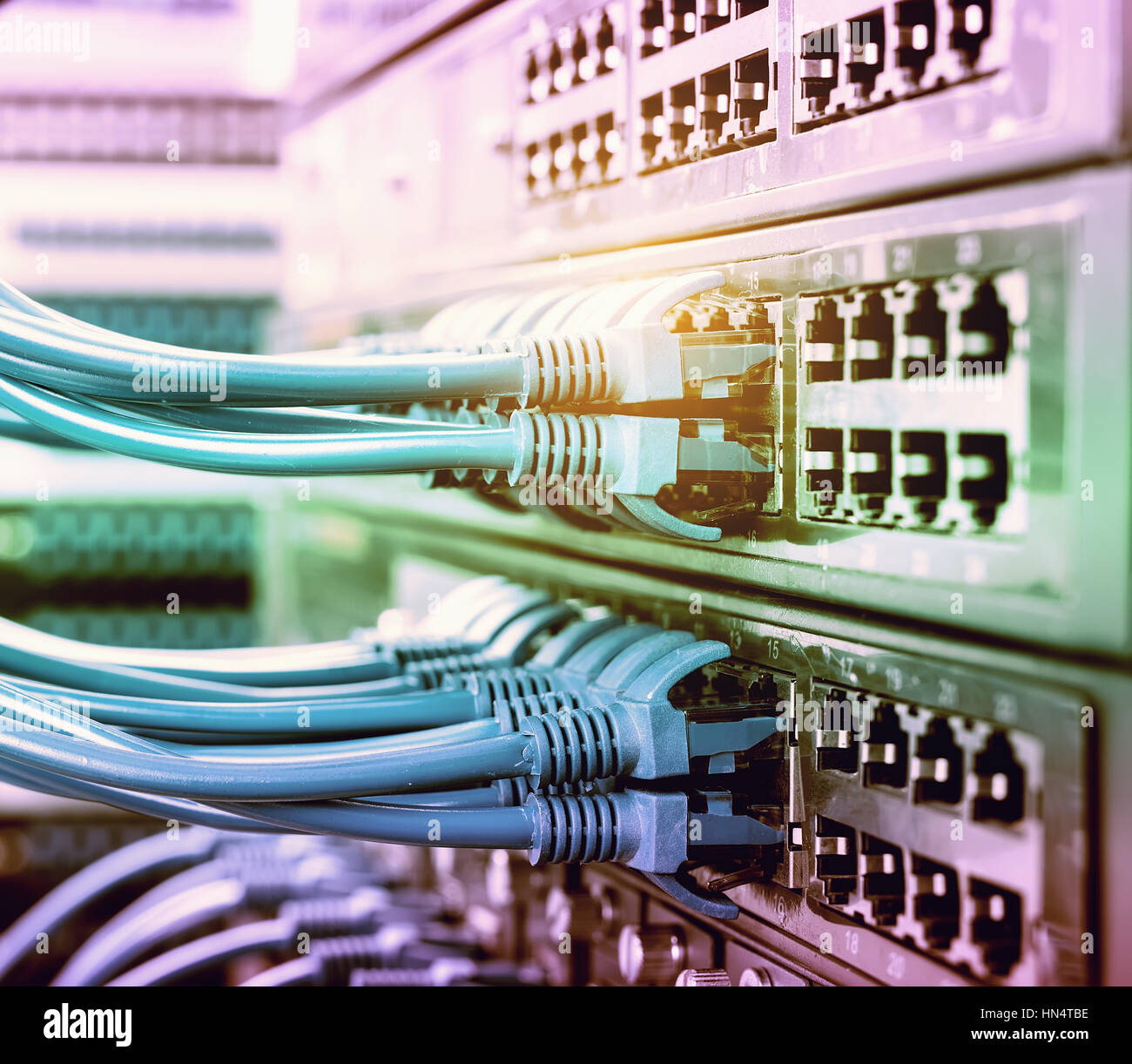 ethernet cable on network switches background Stock Photo - Alamy