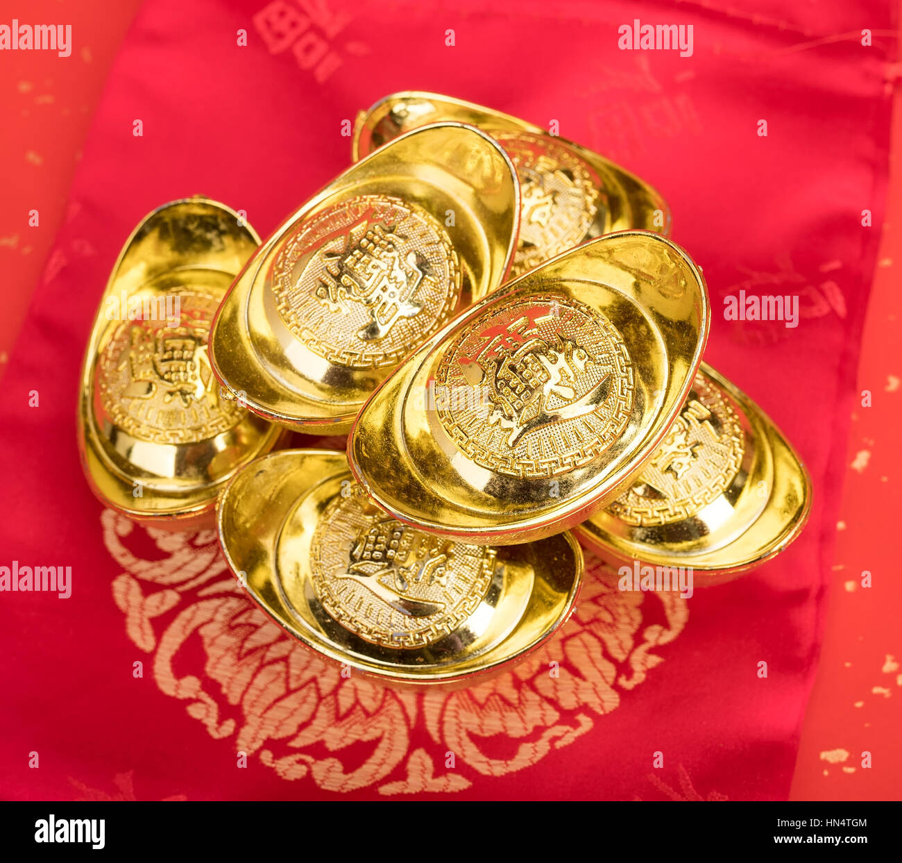 Chinese gold ingot mean symbols of wealth and prosperity.Chinese ...