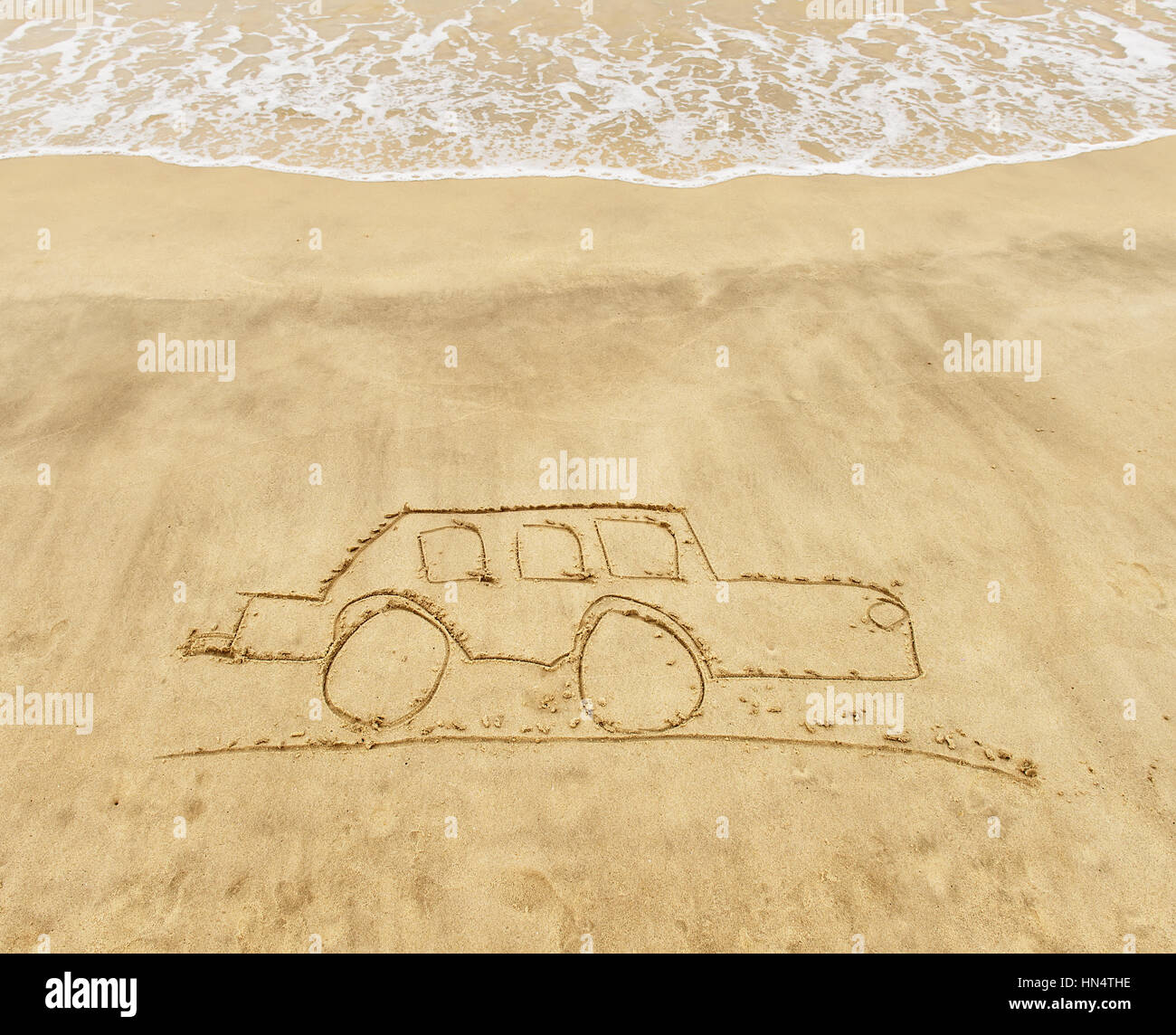 car drawing in the sand Stock Photo - Alamy