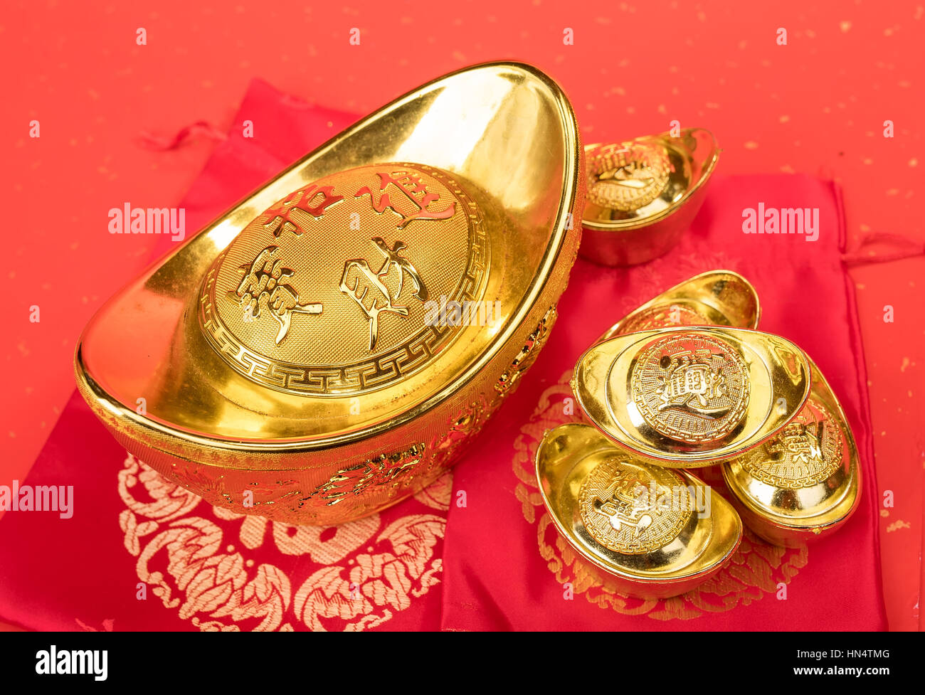 Chinese gold ingot mean symbols of wealth and prosperity.Chinese ...