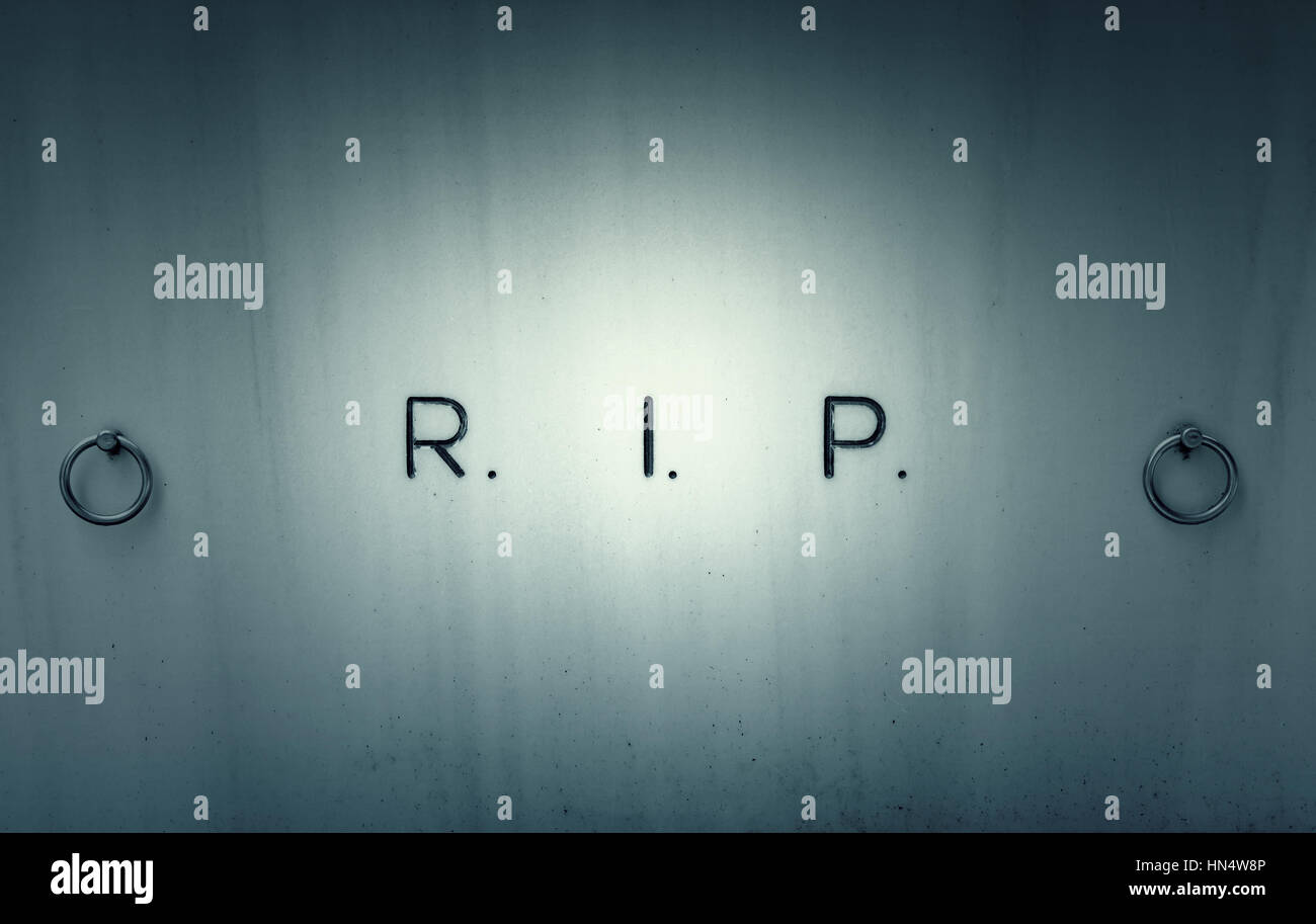 Registration of rip in a tomb, detail of an acronym in latin Stock ...