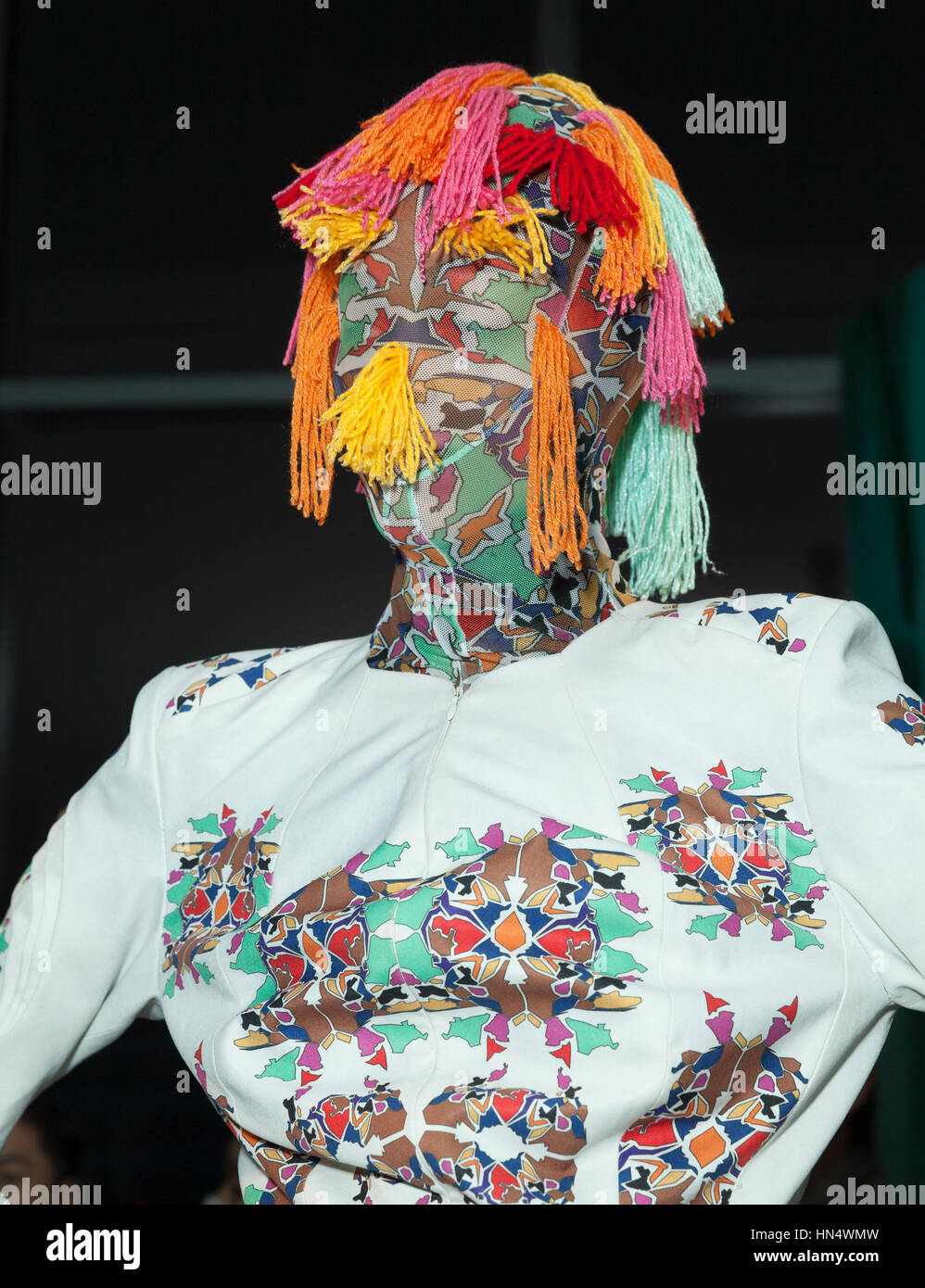 New York, USA. 07th Feb, 2017. Model shows off dress by Alexandra Polo ...