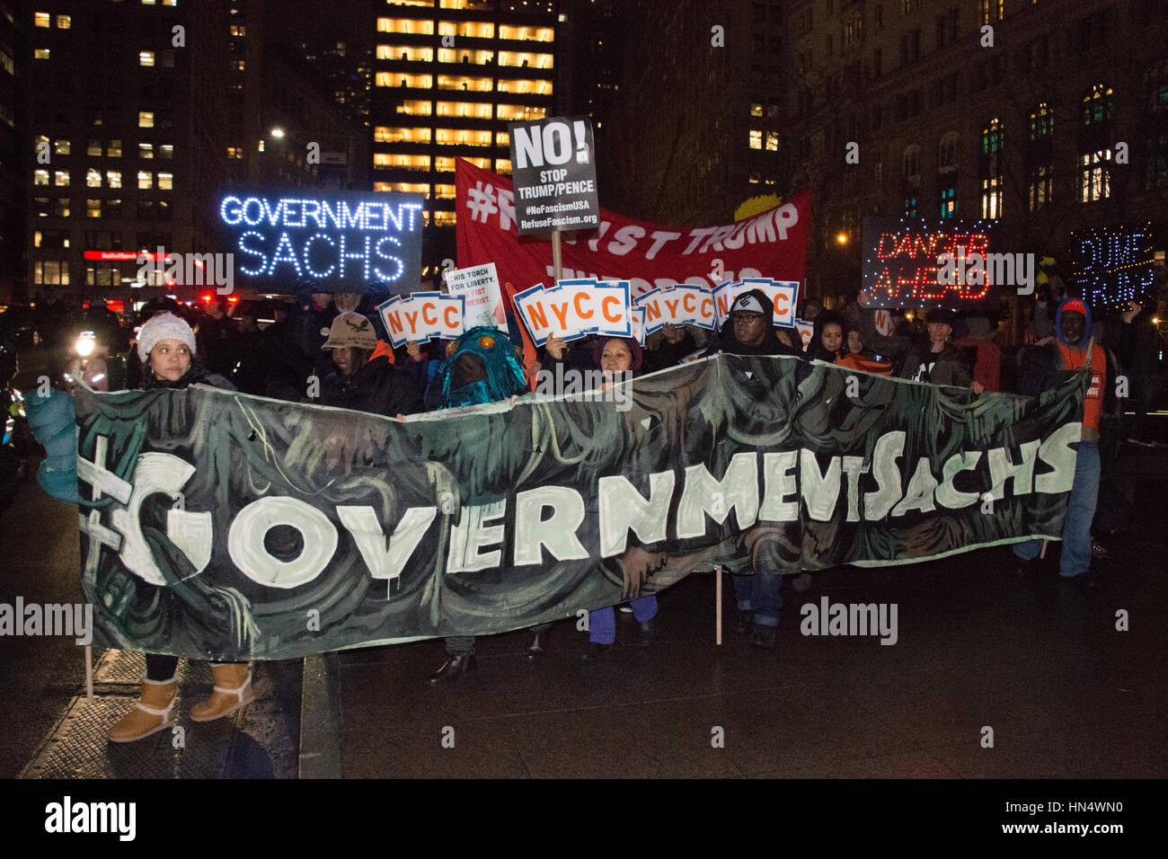 New York City, United States. 07th Feb, 2017. Activists march through ...