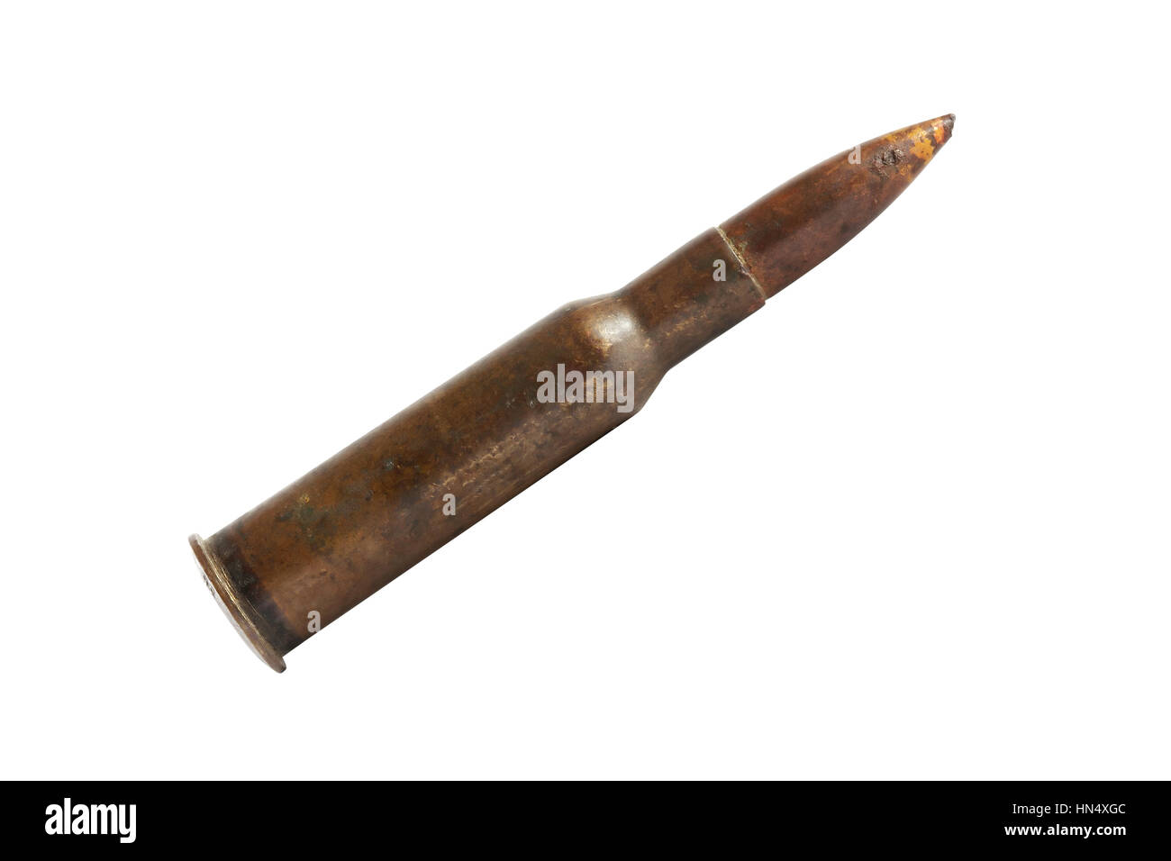 Old rifle cartridge on white background. Clipping path is included ...