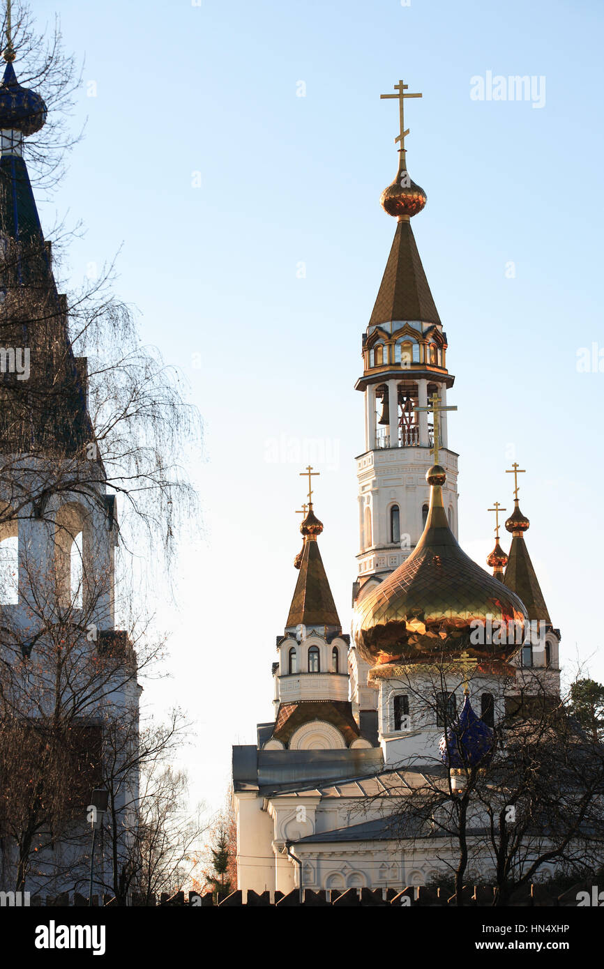 Nice Russian orthodox church against blue sky Stock Photo - Alamy