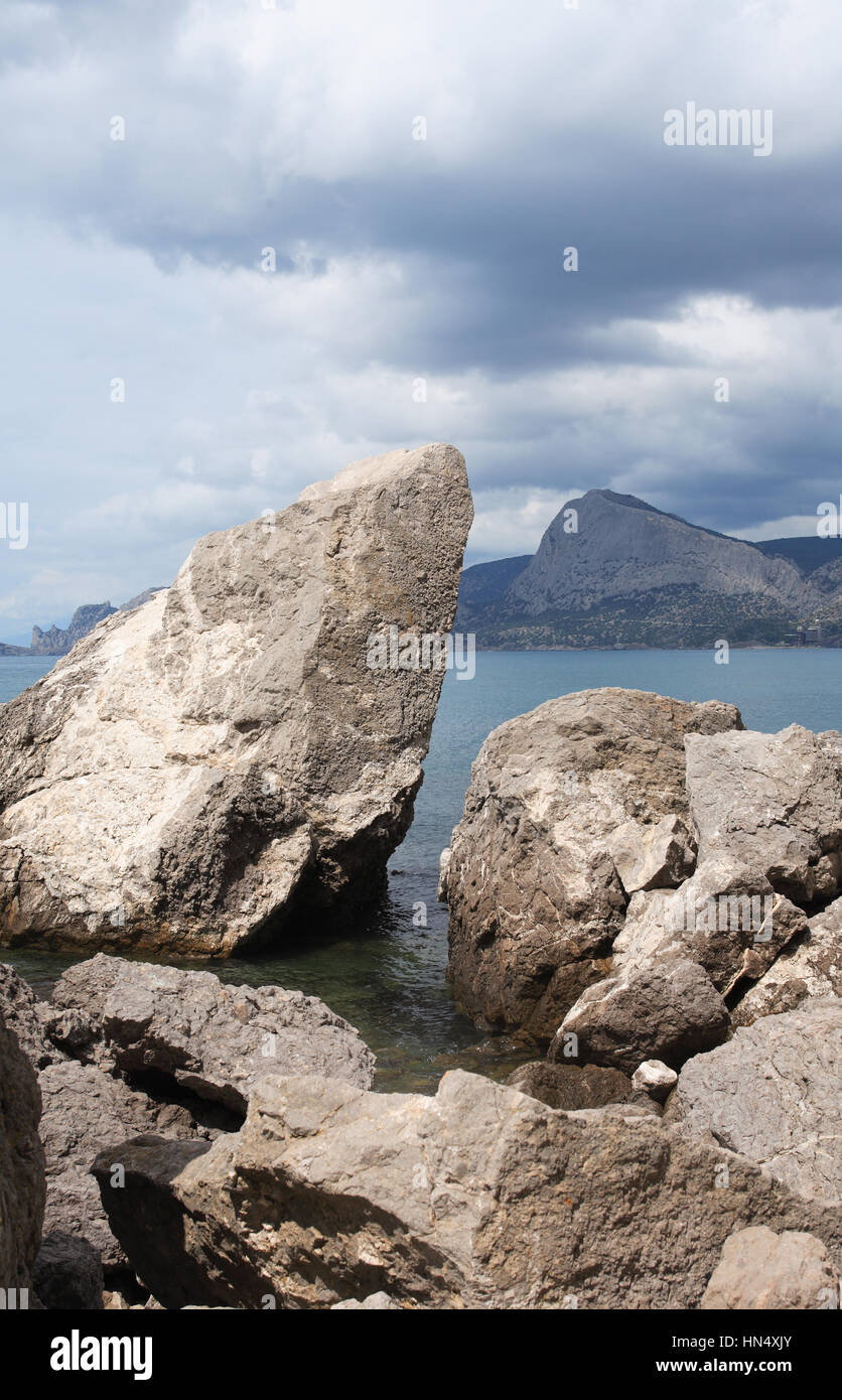 Summer landscape with big stones on shore near sea Stock Photo - Alamy