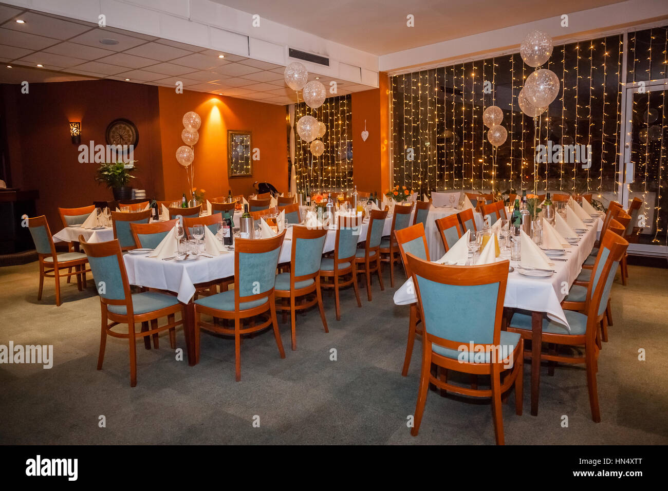 Wedding reception room before the arrival of newlyweds and guests Stock ...