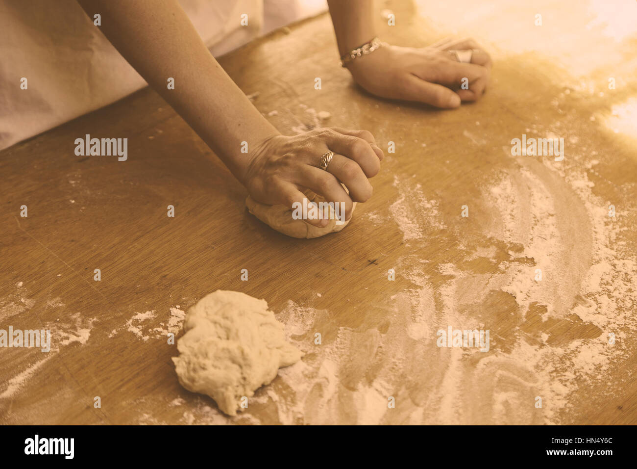Woman kneading dough bread manufacturing hi-res stock photography and ...