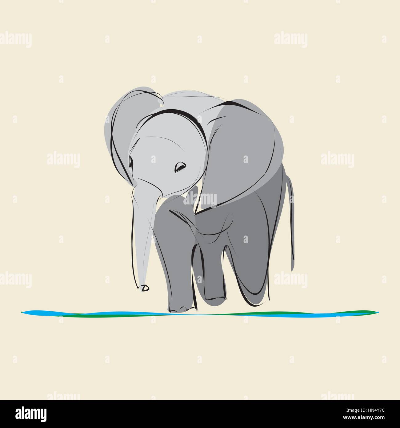 African elephant wild water Stock Vector Images - Alamy