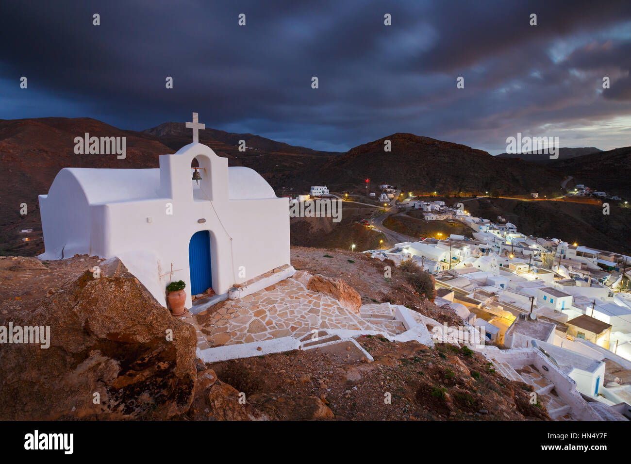 View of Chora village on Anafi island in Greece Stock Photo - Alamy