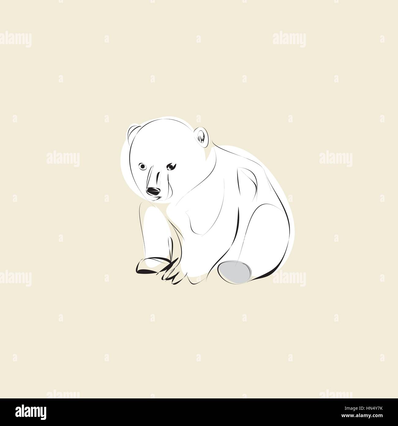 polar bear cub on a beige background Stock Vector Image & Art - Alamy