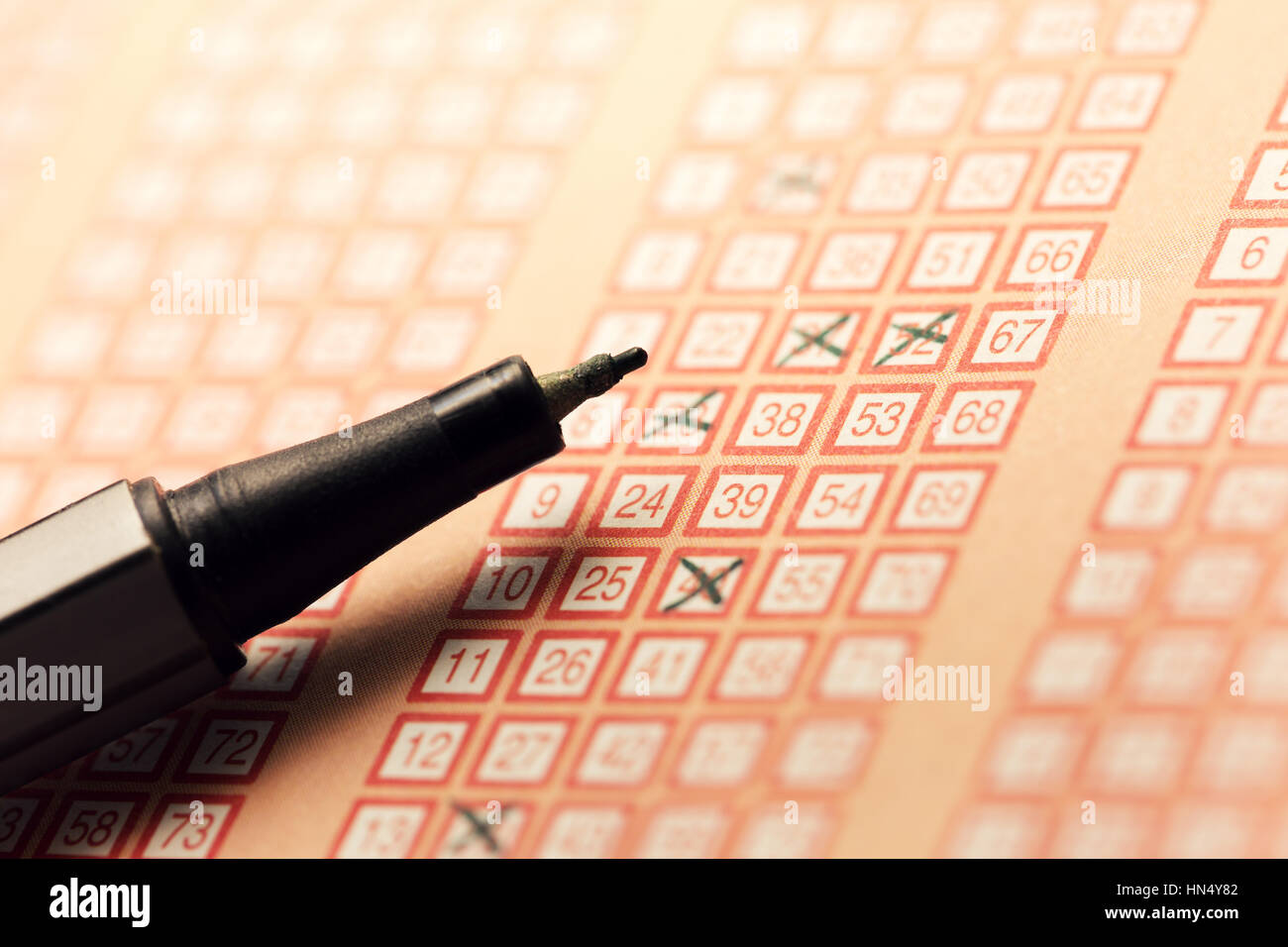 lottery ticket with crossed numbers Stock Photo - Alamy