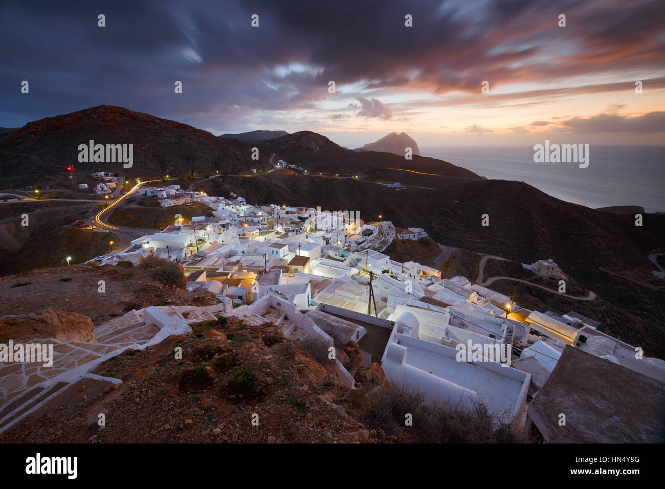 View of Chora village on Anafi island in Greece Stock Photo - Alamy