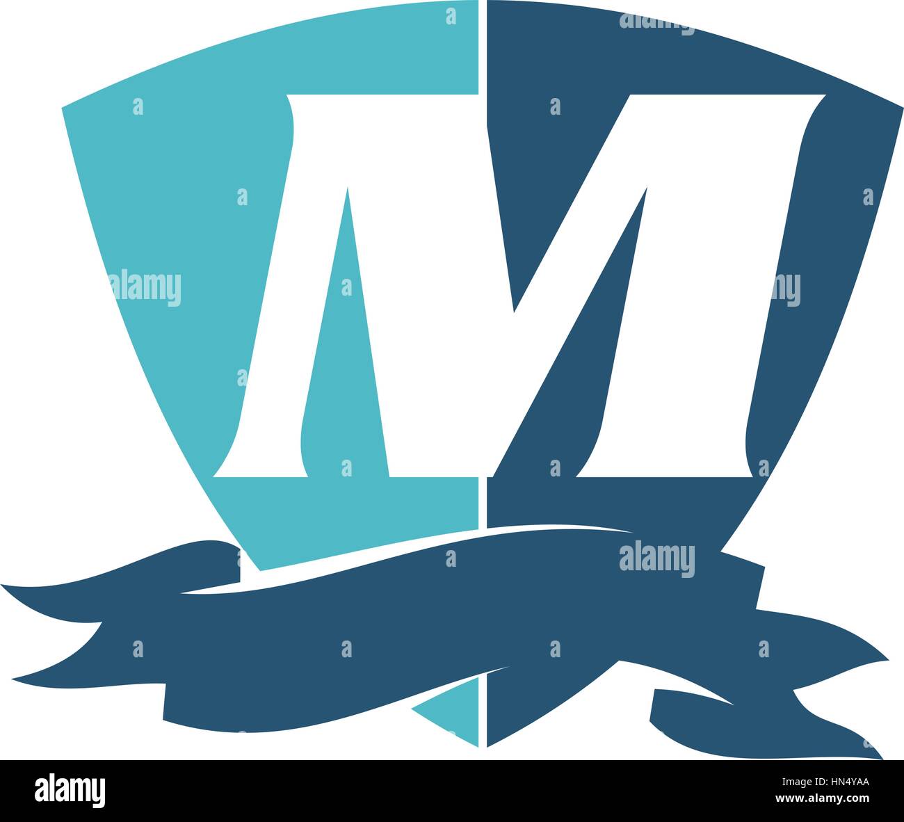 Shield Ribbon Letter M Stock Vector Image & Art - Alamy