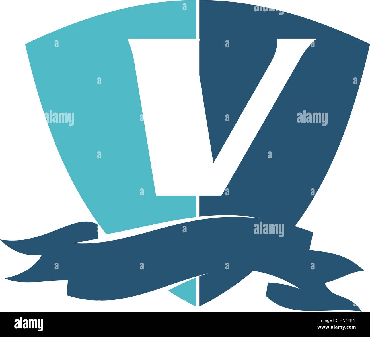 Shield Ribbon Letter V Stock Vector Image & Art - Alamy
