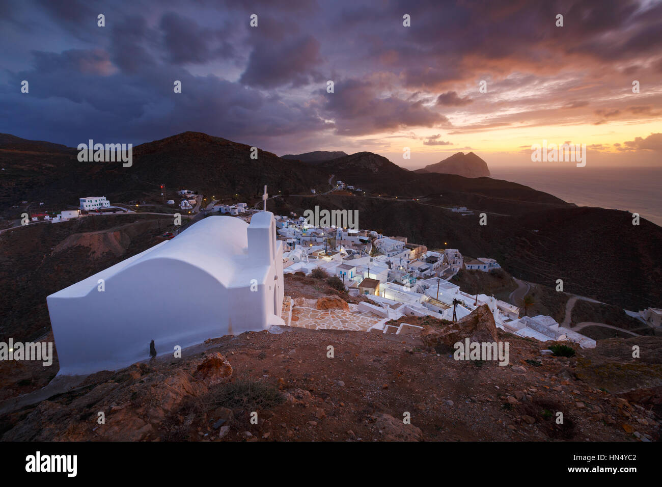 View of Chora village on Anafi island in Greece Stock Photo - Alamy
