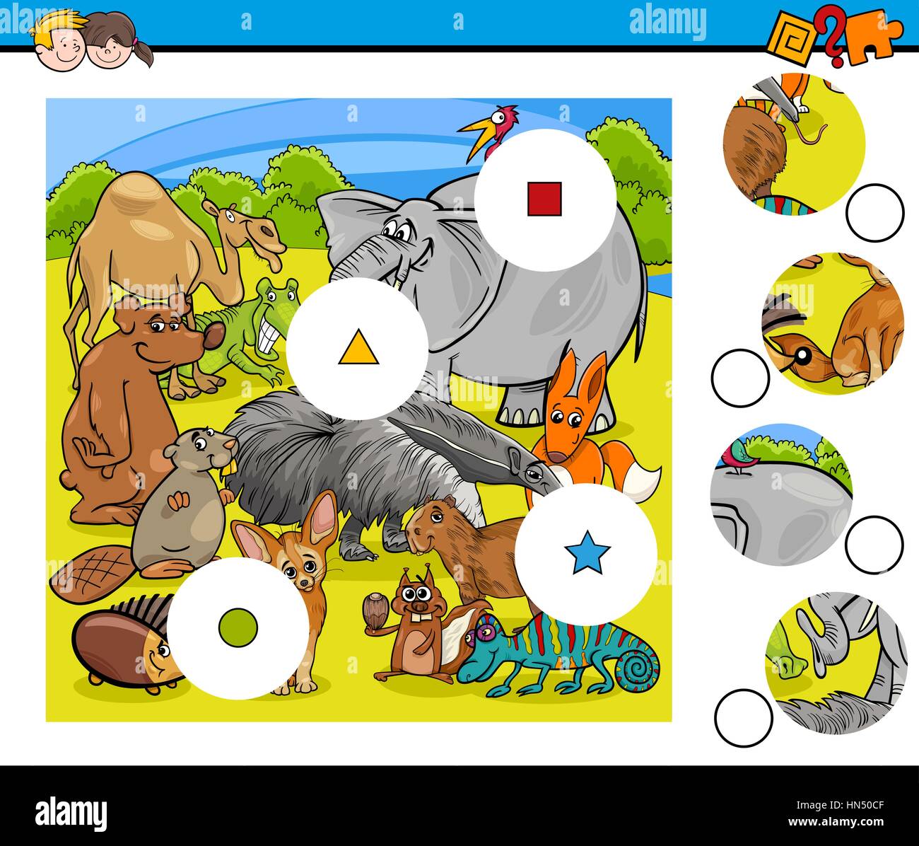 Cartoon Illustration of Educational Match the Elements Game for ...