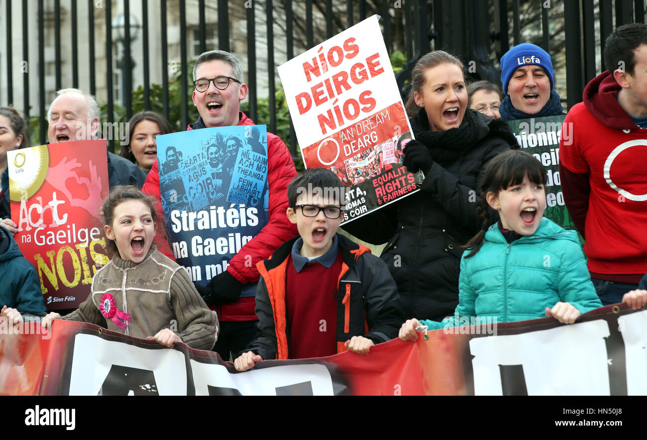 Irish language campaigners from across Northern Ireland protest over ...