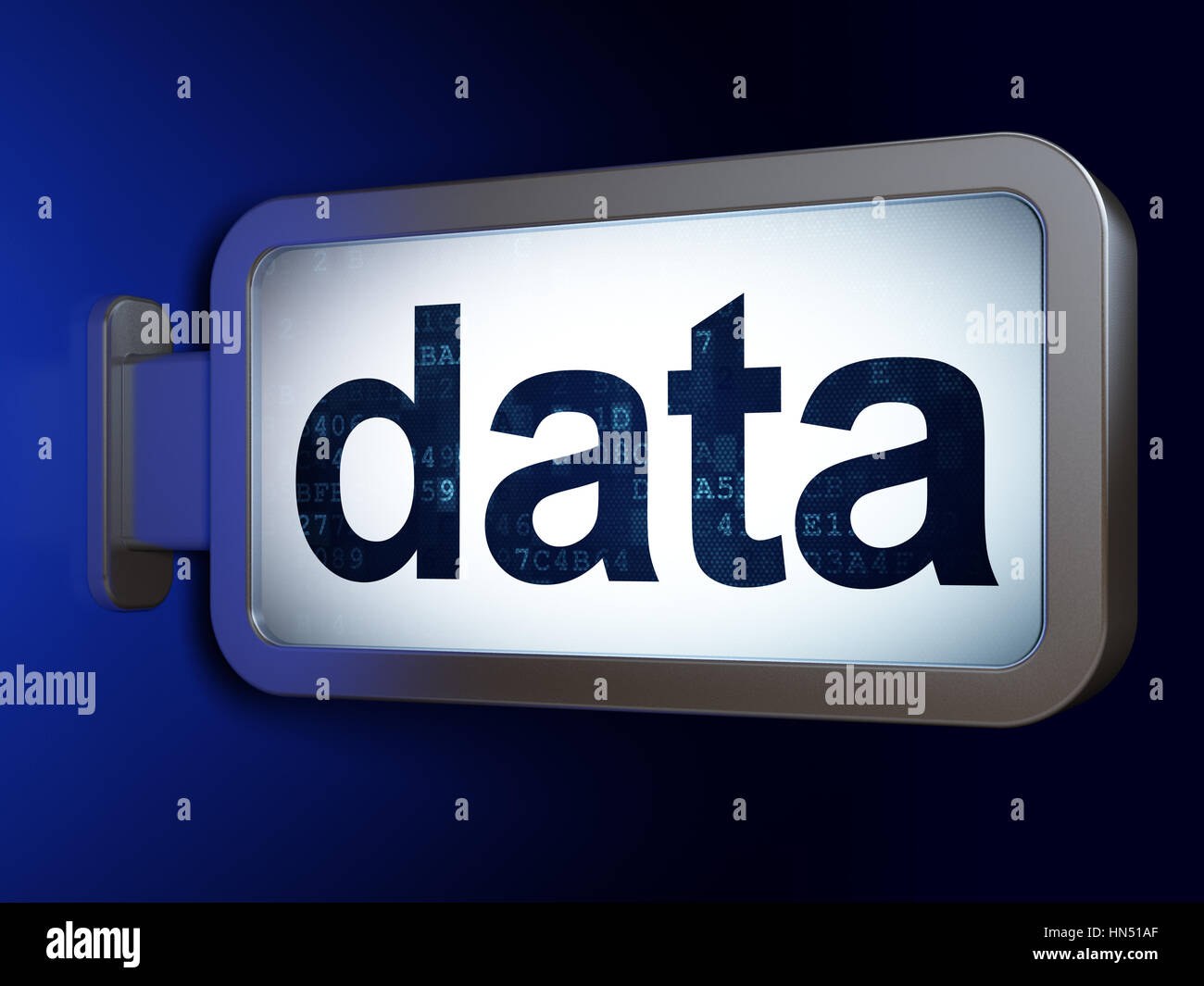 Data concept: Data on advertising billboard background, 3D rendering ...