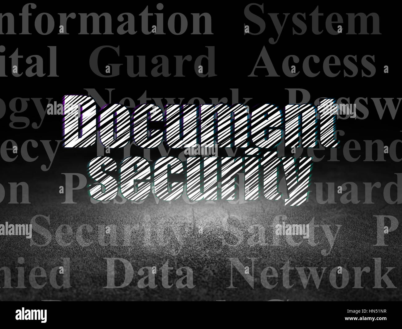Privacy concept: Glowing text Document Security in grunge dark room ...