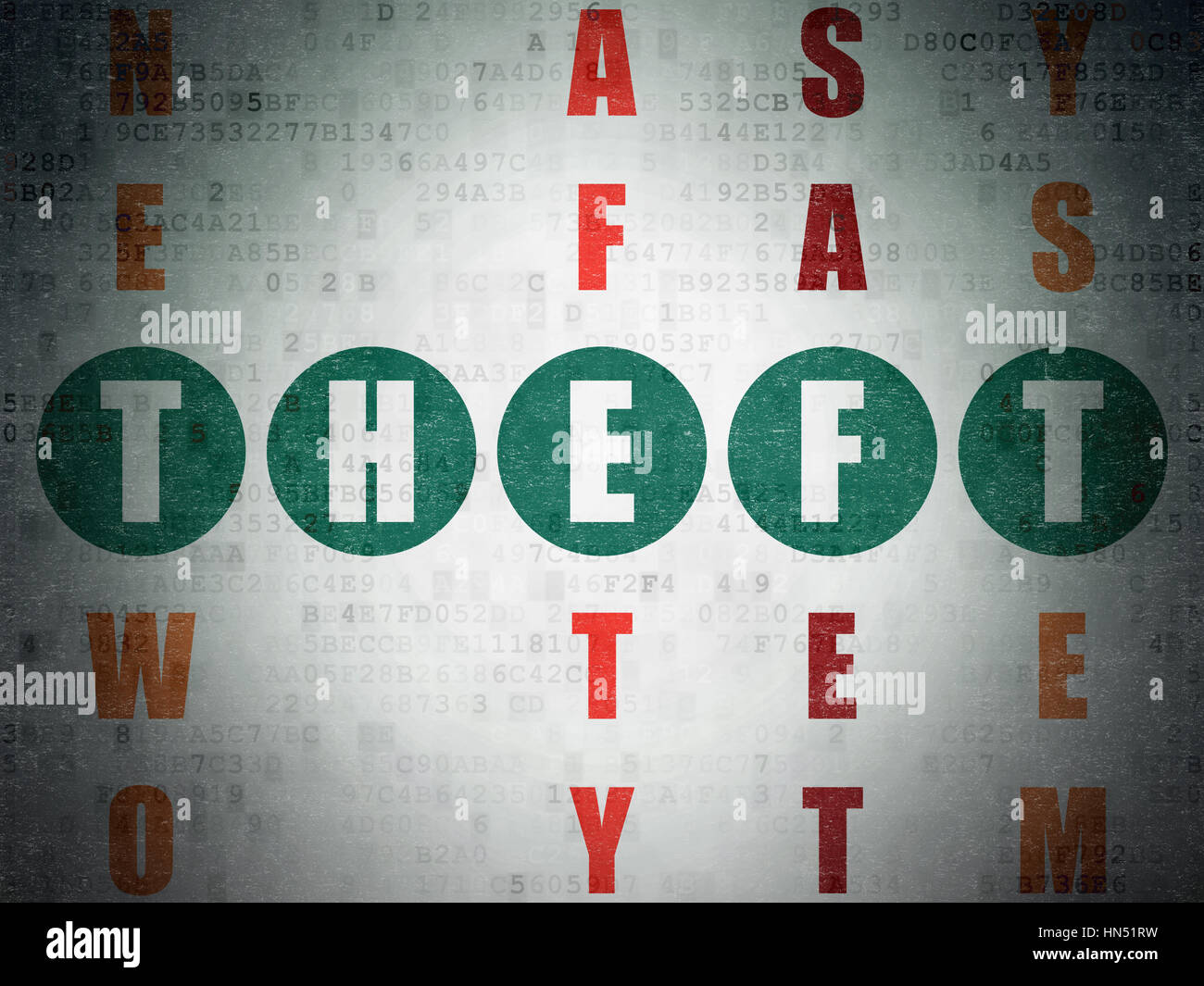 Privacy concept: Painted green word Theft in solving Crossword Puzzle ...