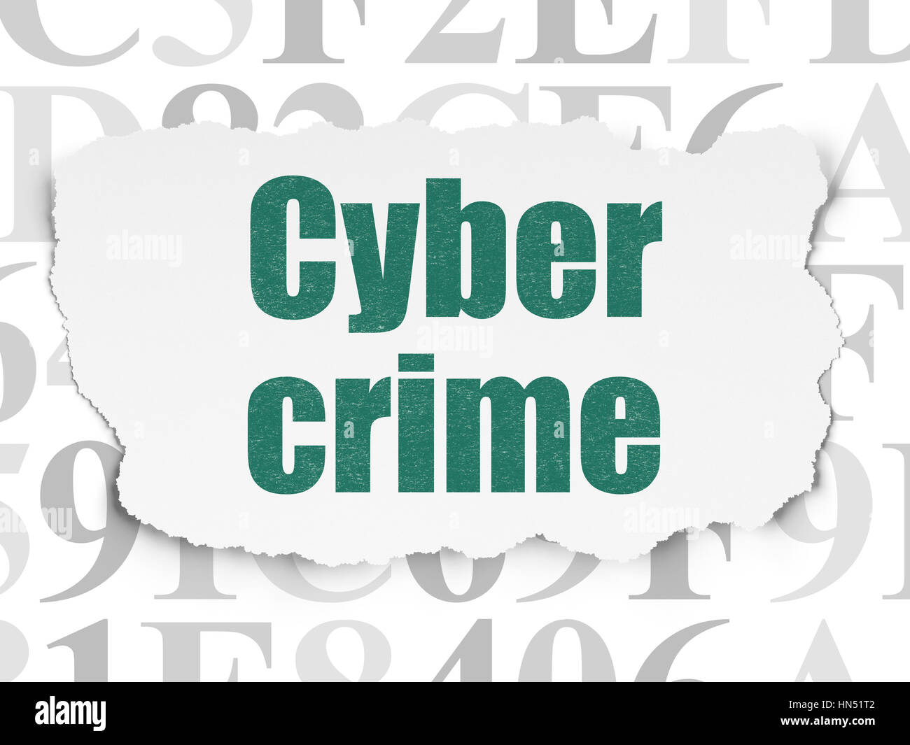Privacy concept: Painted green text Cyber Crime on Torn Paper background with Hexadecimal Code ...