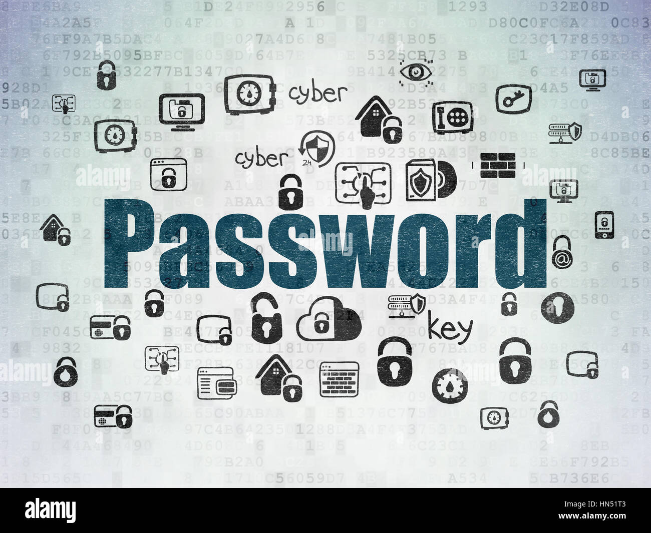 Safety concept: Painted blue text Password on Digital Data Paper ...