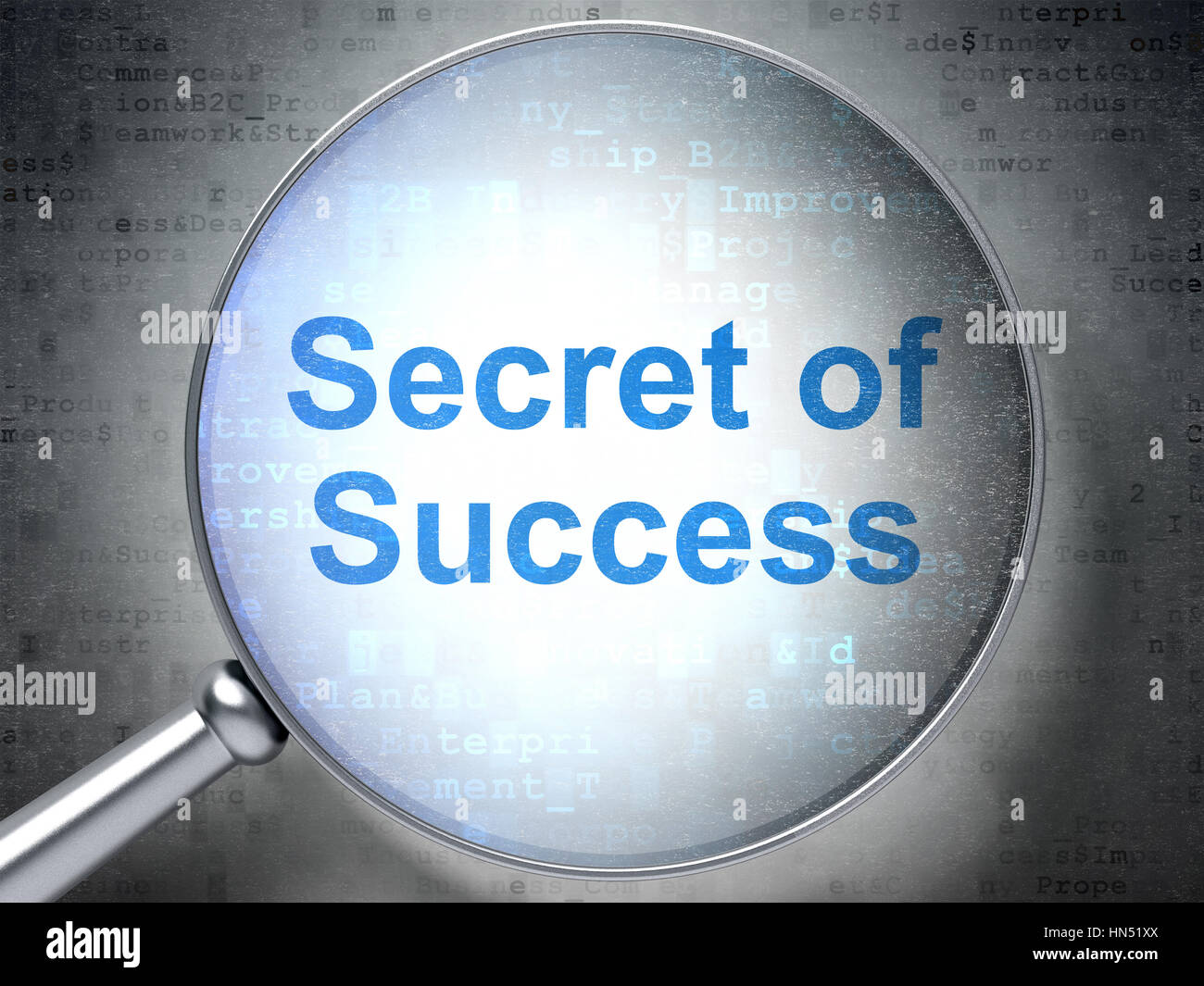 Business concept: magnifying optical glass with words Secret of Success ...