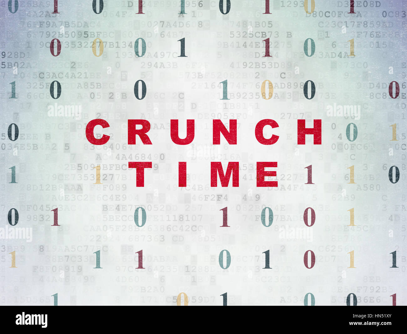 Finance concept: Painted red text Crunch Time on Digital Data Paper background with Binary Code ...