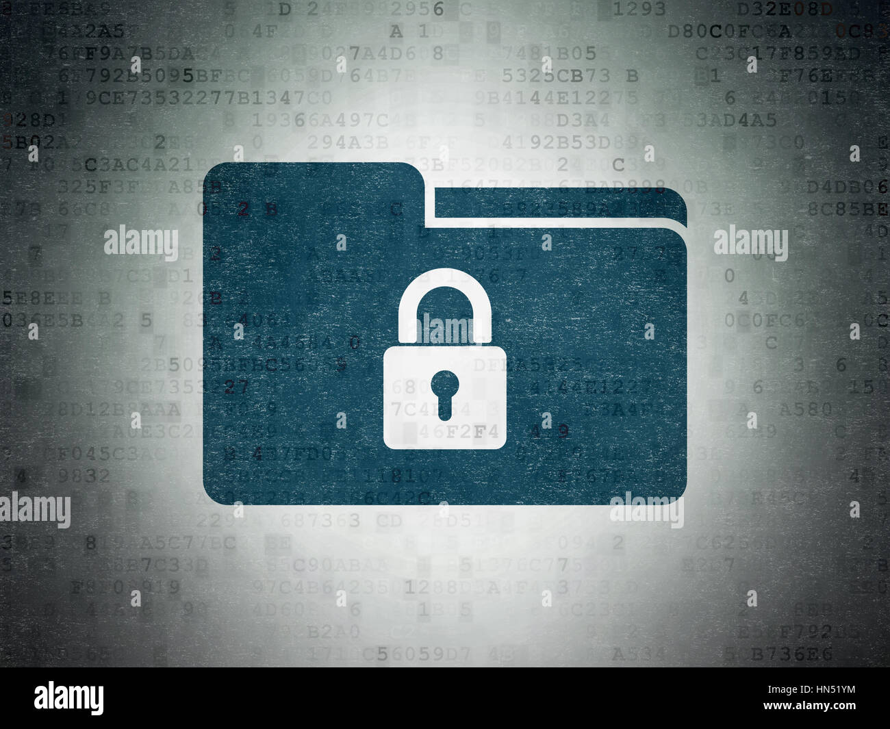 Business concept: Painted blue Folder With Lock icon on Digital Data ...