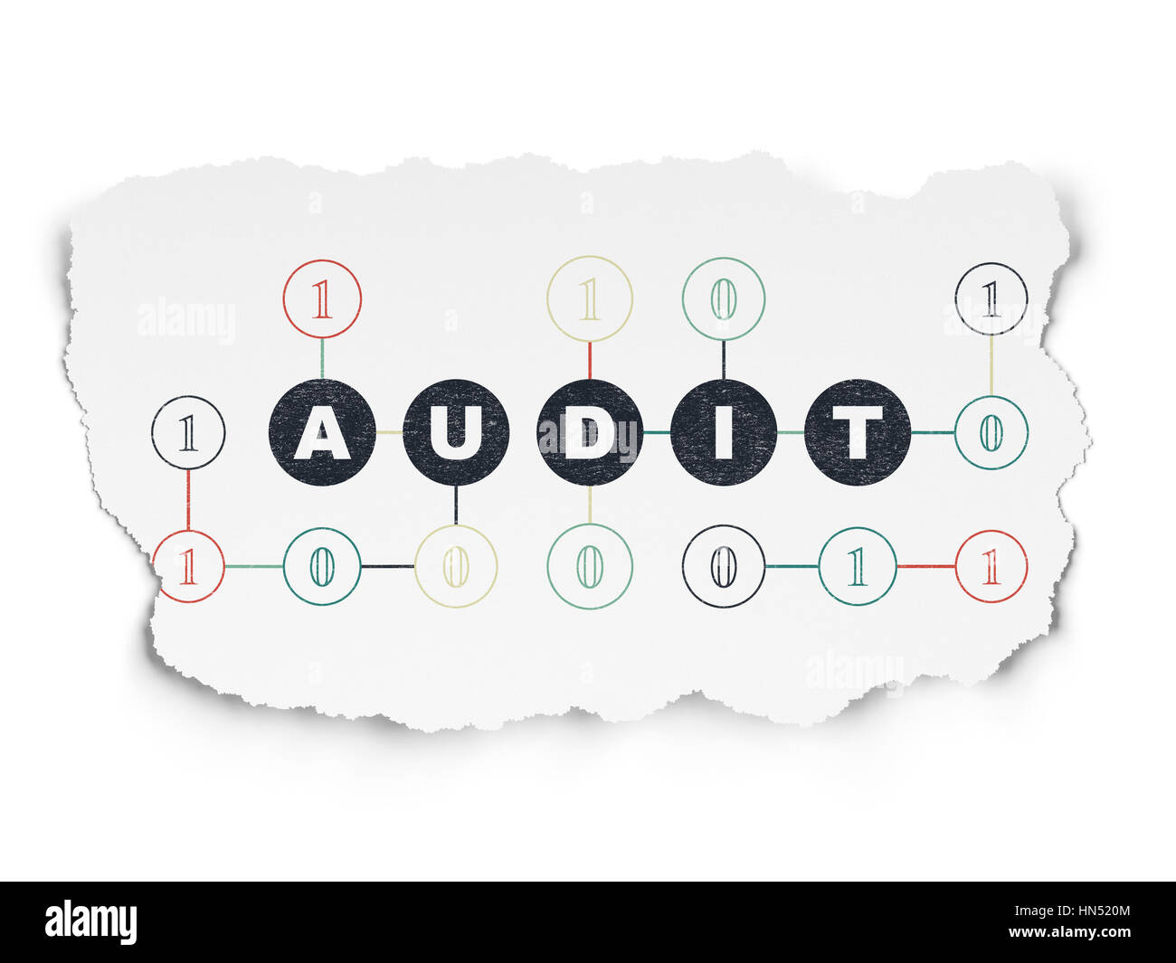Business concept: Painted black text Audit on Torn Paper background with Scheme Of Binary Code ...