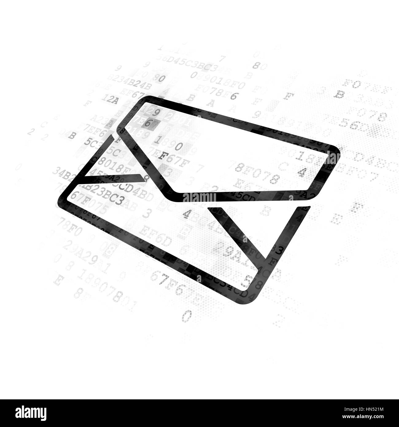 Business concept: Pixelated black Email icon on Digital background ...