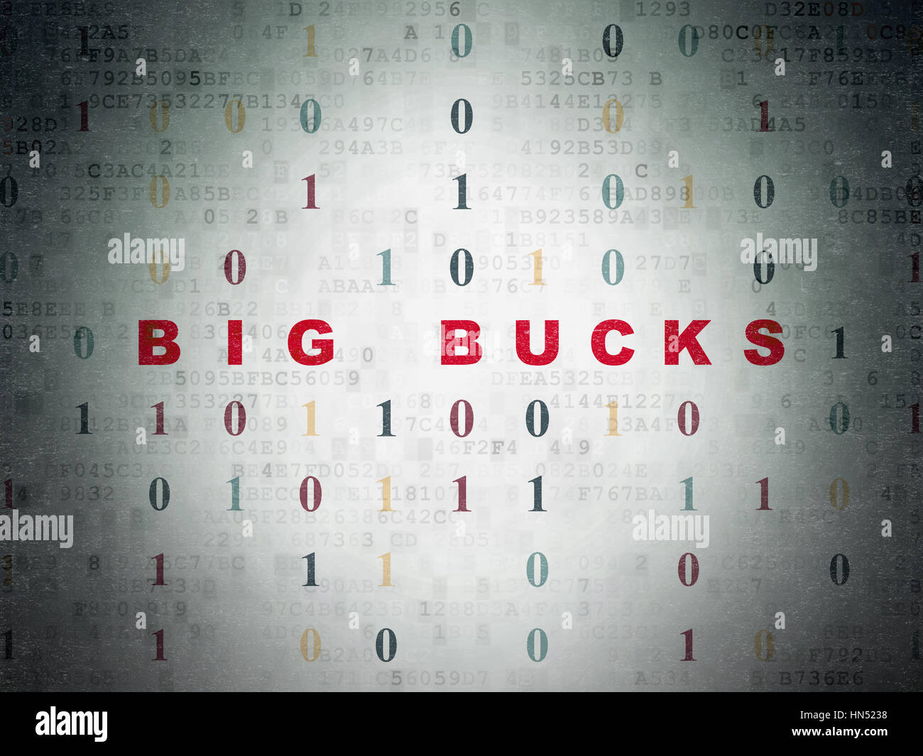 Finance concept: Painted red text Big bucks on Digital Data Paper background with Binary Code ...
