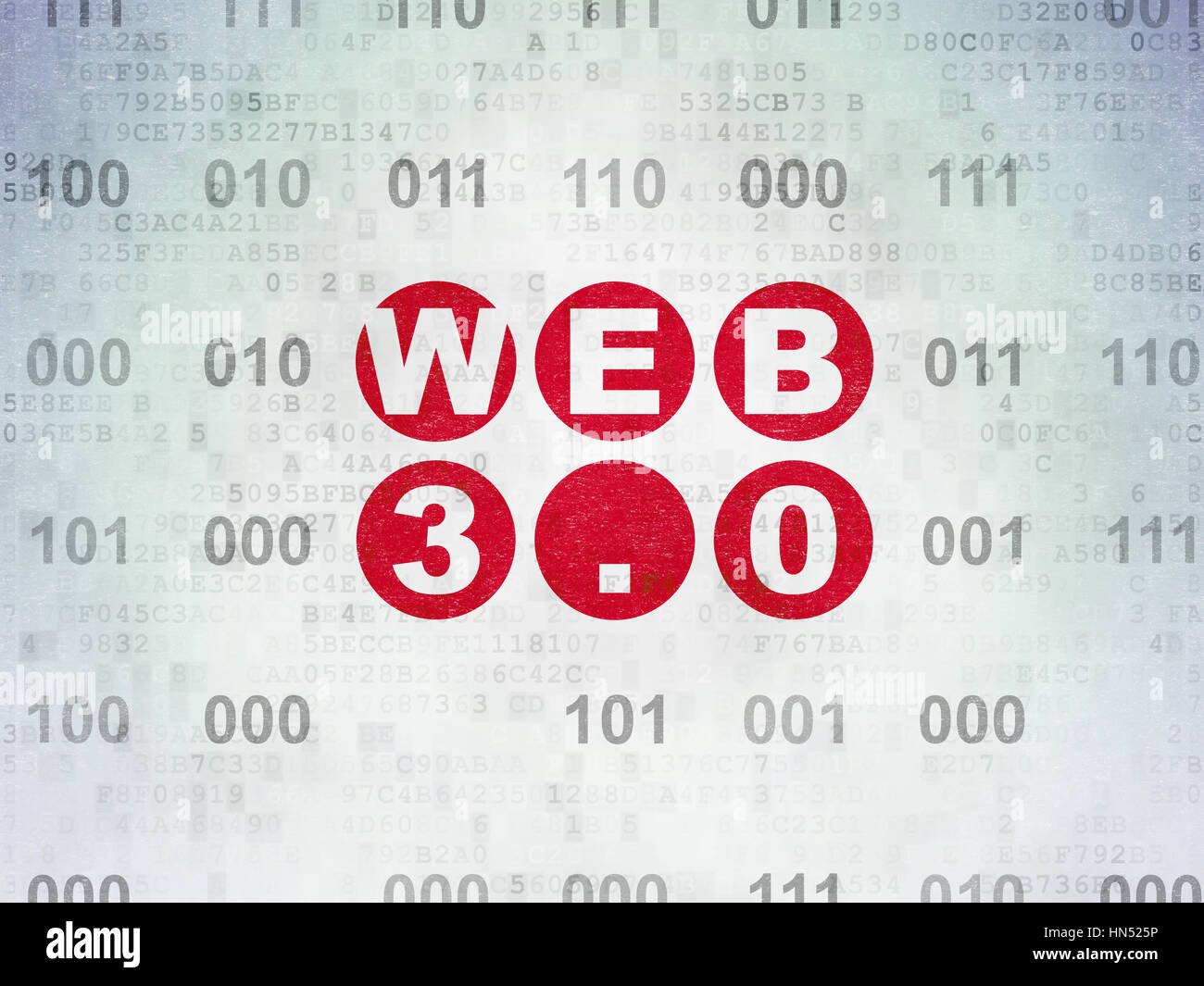 Web development concept: Painted red text Web 3.0 on Digital Data Paper background with Binary ...