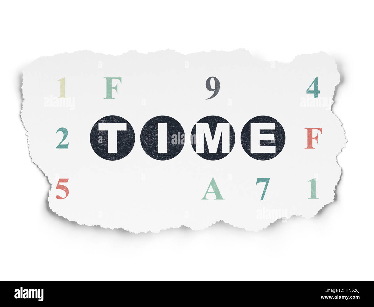 Timeline concept: Painted black text Time on Torn Paper background with ...