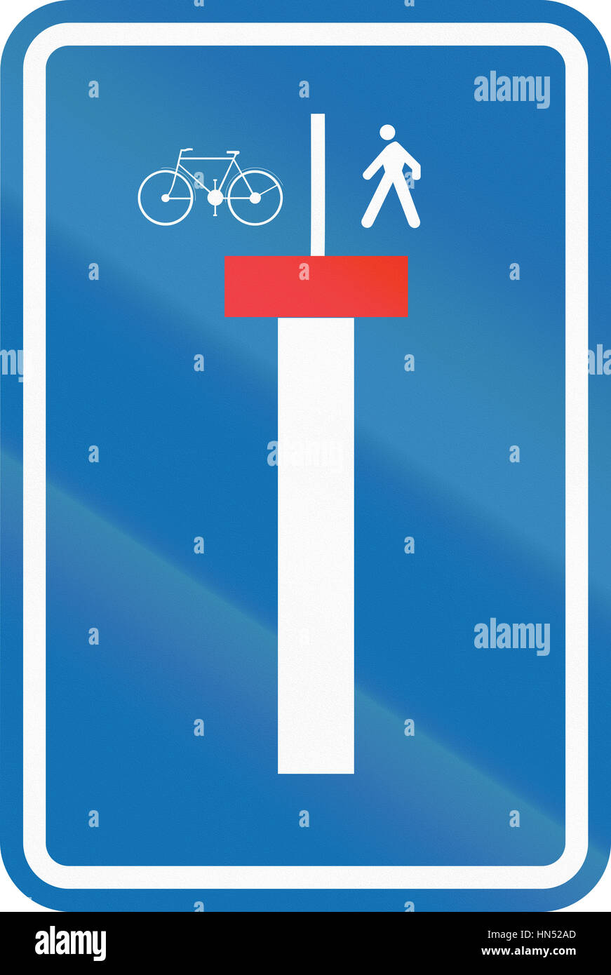 Belgian road sign - No through road except for pedestrians and cyclists ...