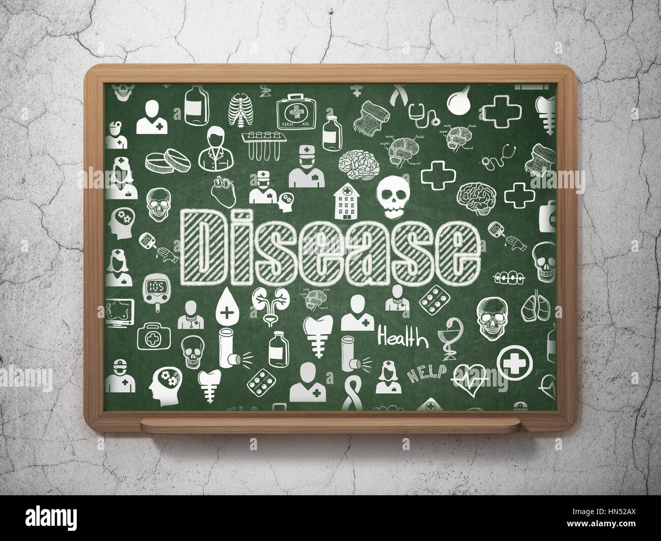Health concept: Chalk White text Disease on School board background ...