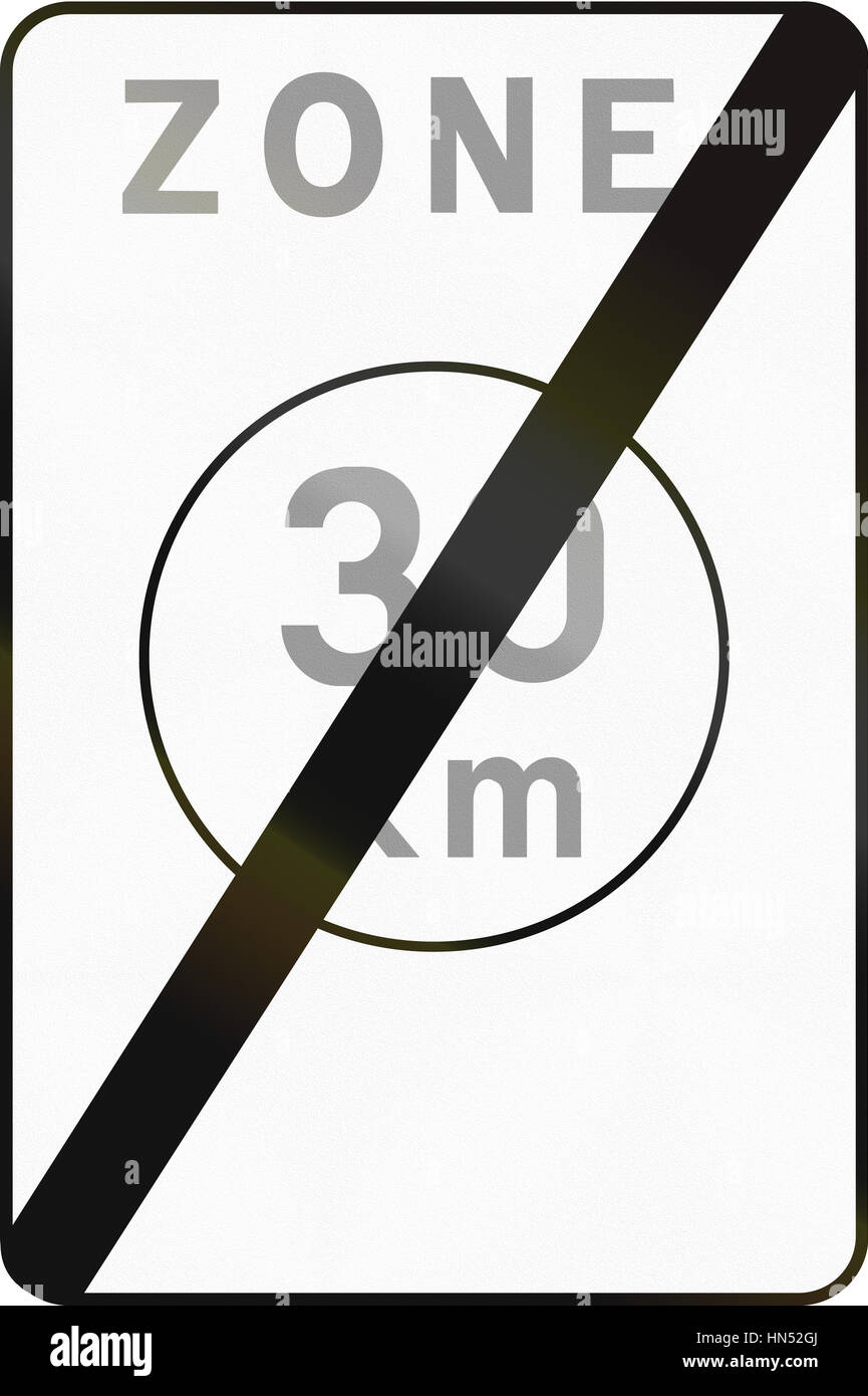 Belgian regulatory road sign - End of limited speed zone Stock Photo ...