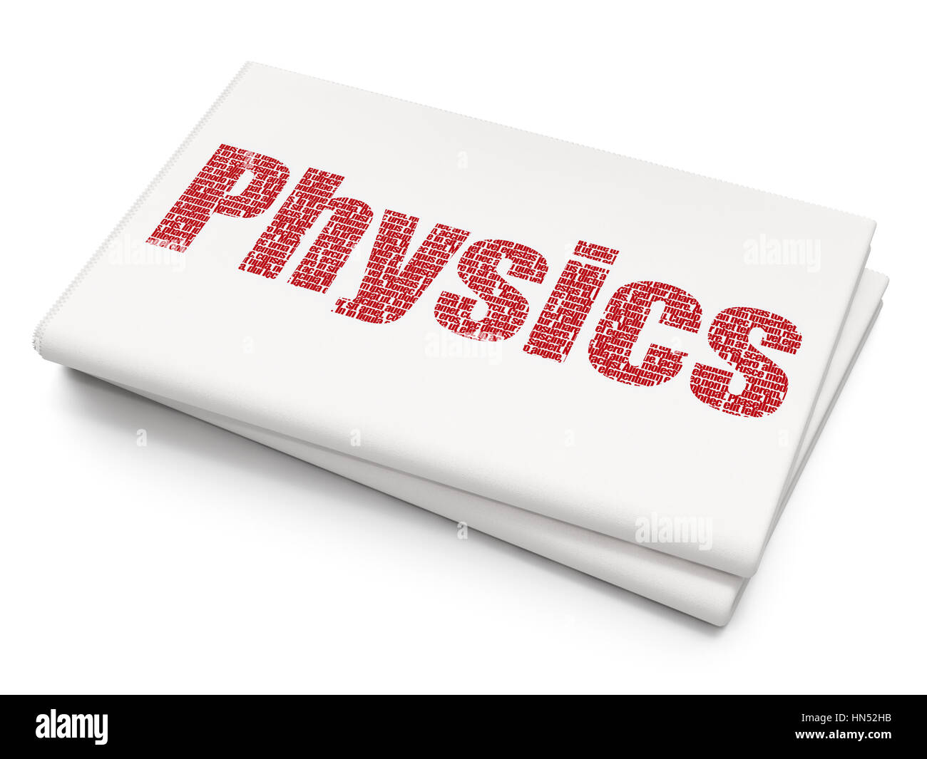 Studying concept: Pixelated red text Physics on Blank Newspaper ...