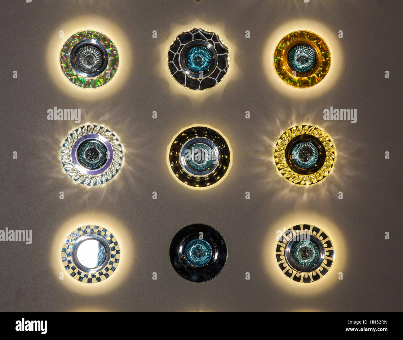 Group of different pot ceiling lights Stock Photo - Alamy