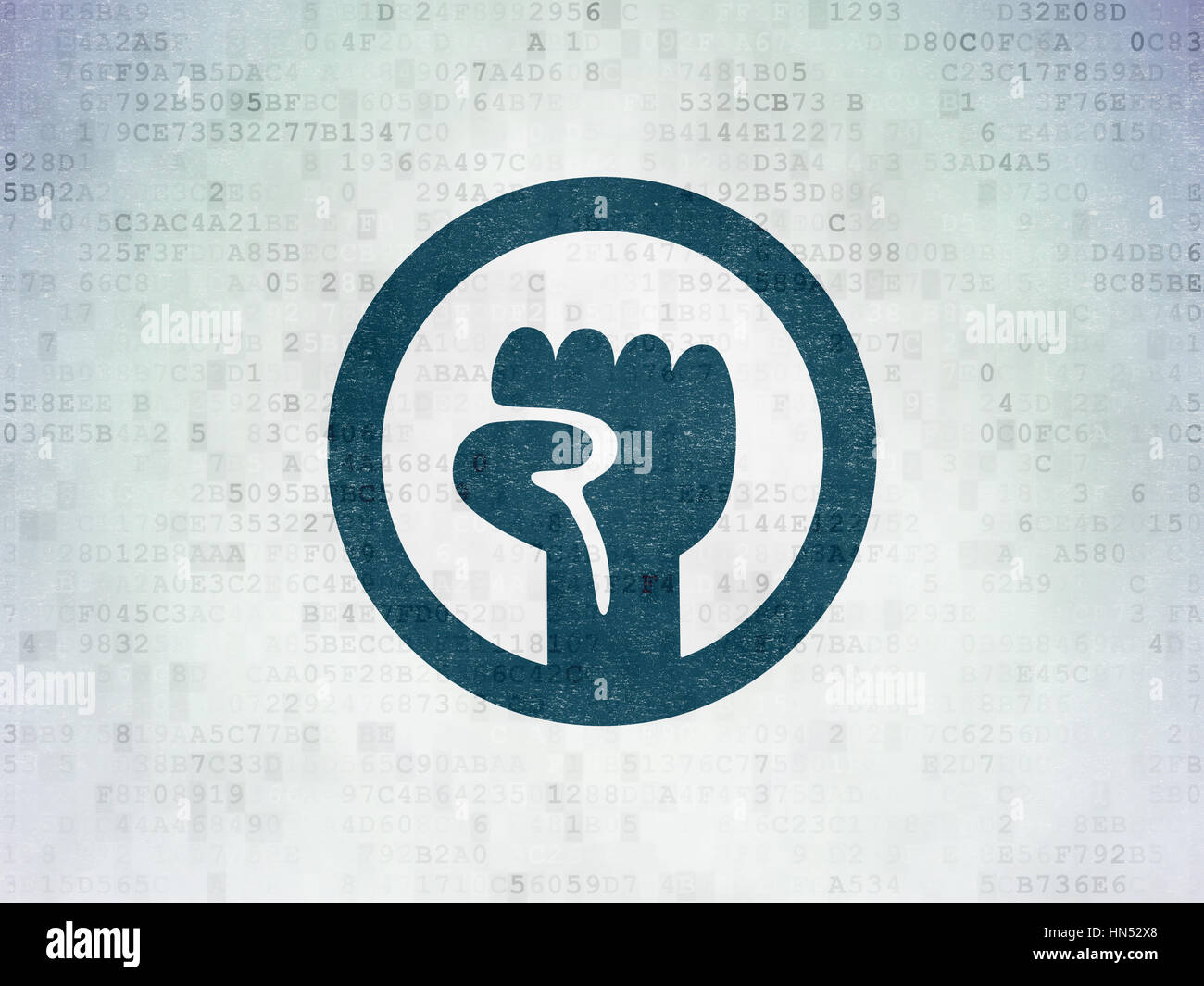 Political concept: Painted blue Uprising icon on Digital Data Paper ...