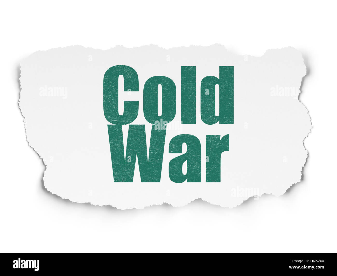Politics concept: Painted green text Cold War on Torn Paper background ...