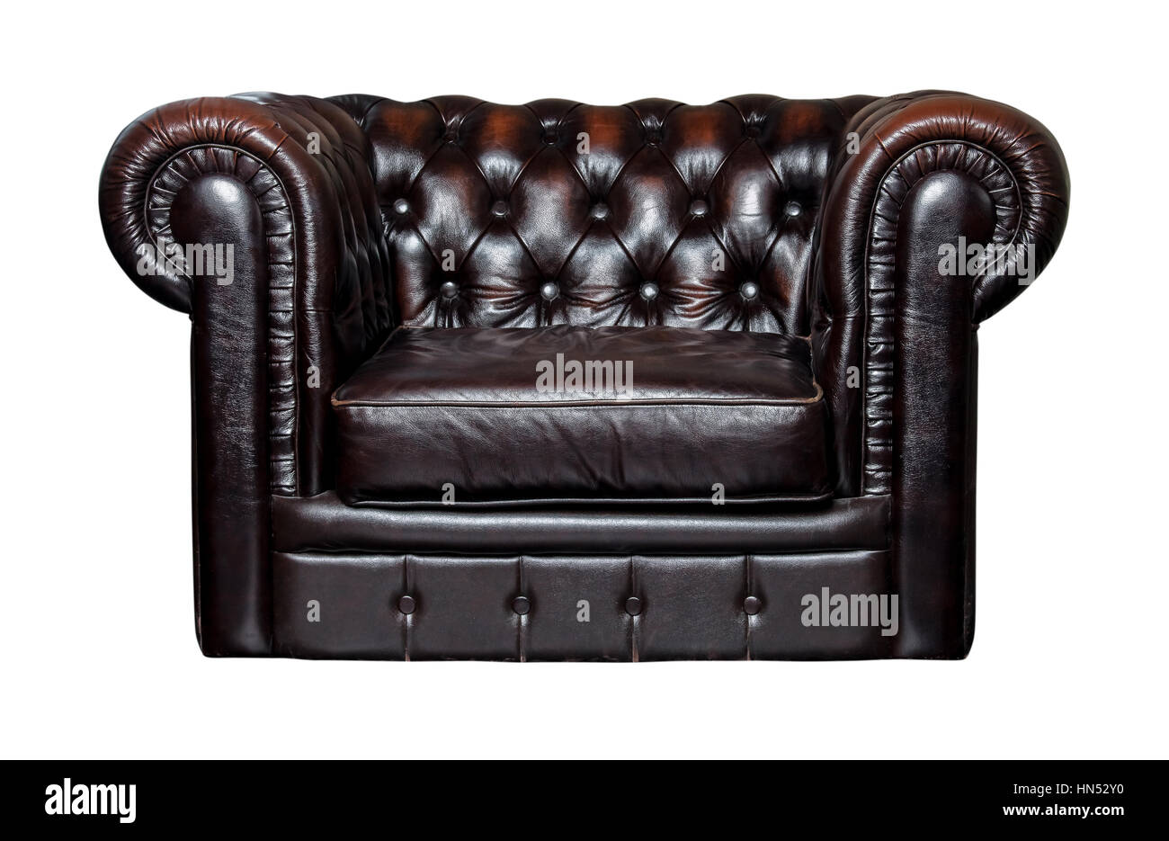 Brown leather armchair sofa Cut Out Stock Images & Pictures - Alamy