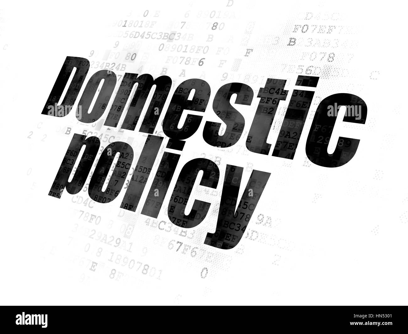 Politics concept: Pixelated black text Domestic Policy on Digital ...