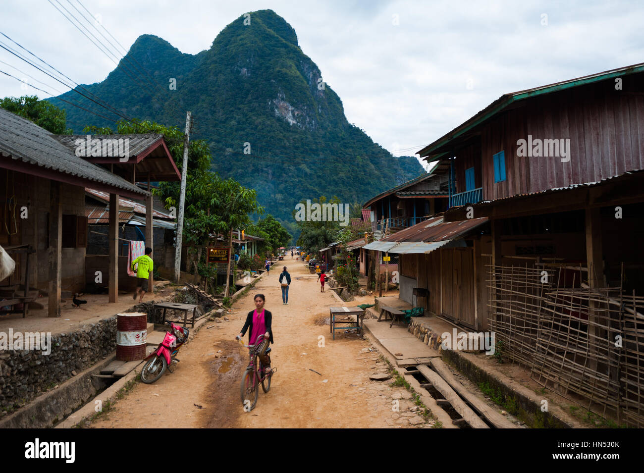 Streets of Muang Ngoy, Laos Stock Photo - Alamy