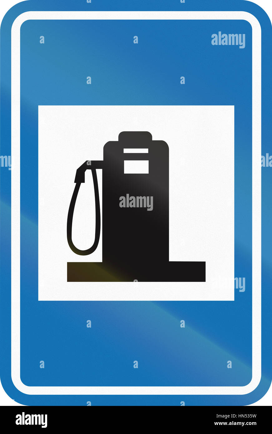 Belgian informational road sign - Petrol station Stock Photo - Alamy