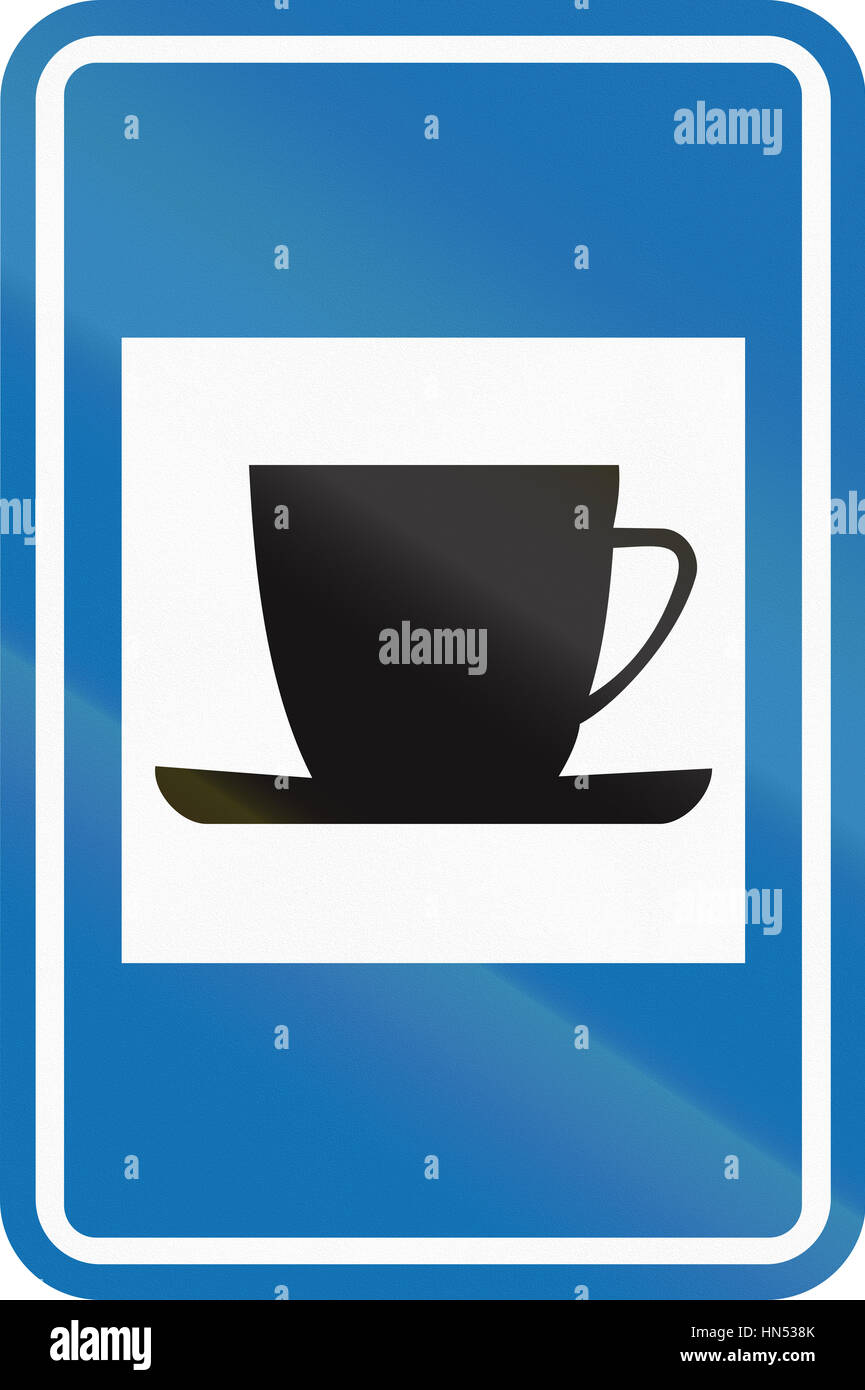 Belgian informational road sign - Refreshments Stock Photo - Alamy